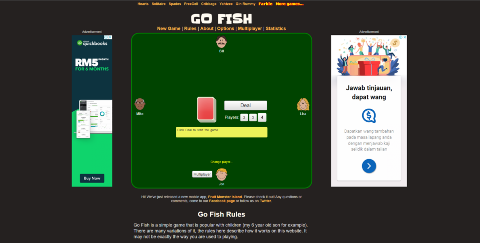 4 Free Online Go Fish Card Game - Table Games Hub