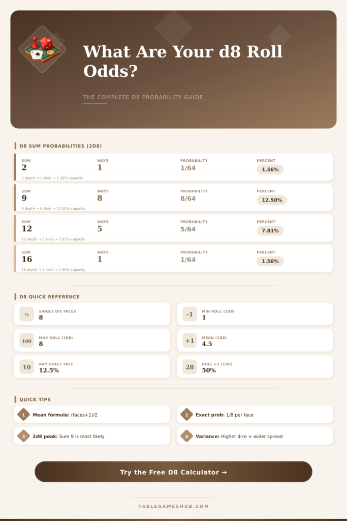 8 Sided Dice Probability Calculator – Roll Odds Fast - Table Games Hub